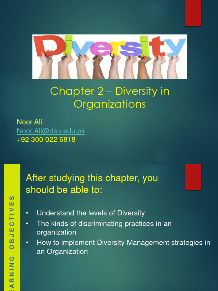 OB Chapter 2 Diversity in Organization - Noor Ali | PDF | Discrimination | Disability
