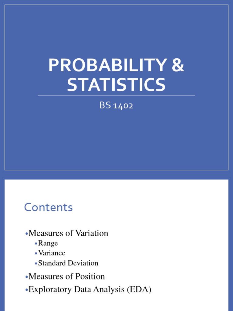 Probability Statistics Lecture 4 | PDF | Variance | Percentile