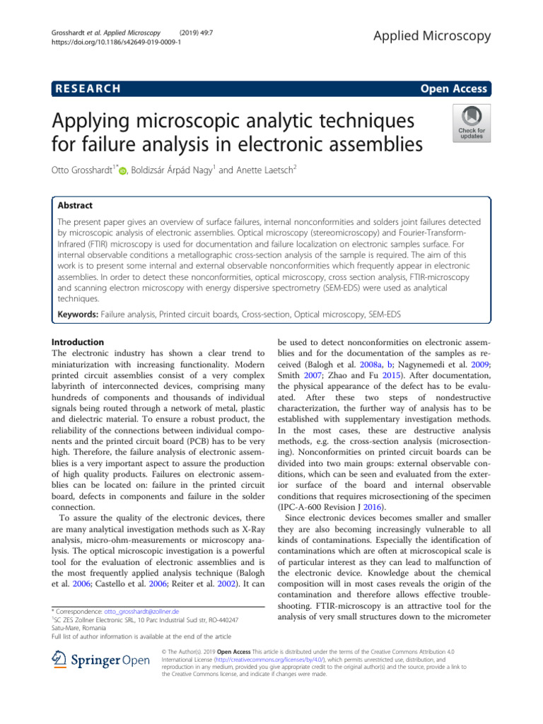 Applying Microscopic Analytic Techniques for Failure Analysis in ...