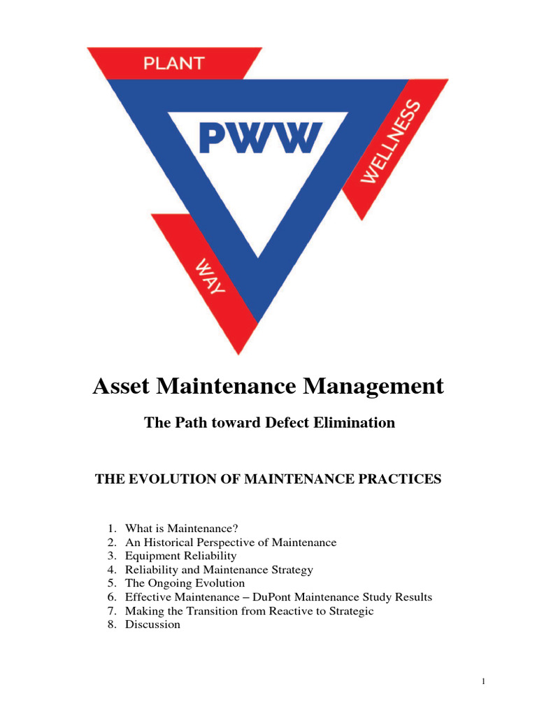 Asset Maintenance - The Path Toward Defect Elimination | PDF | Reliability Engineering | Risk
