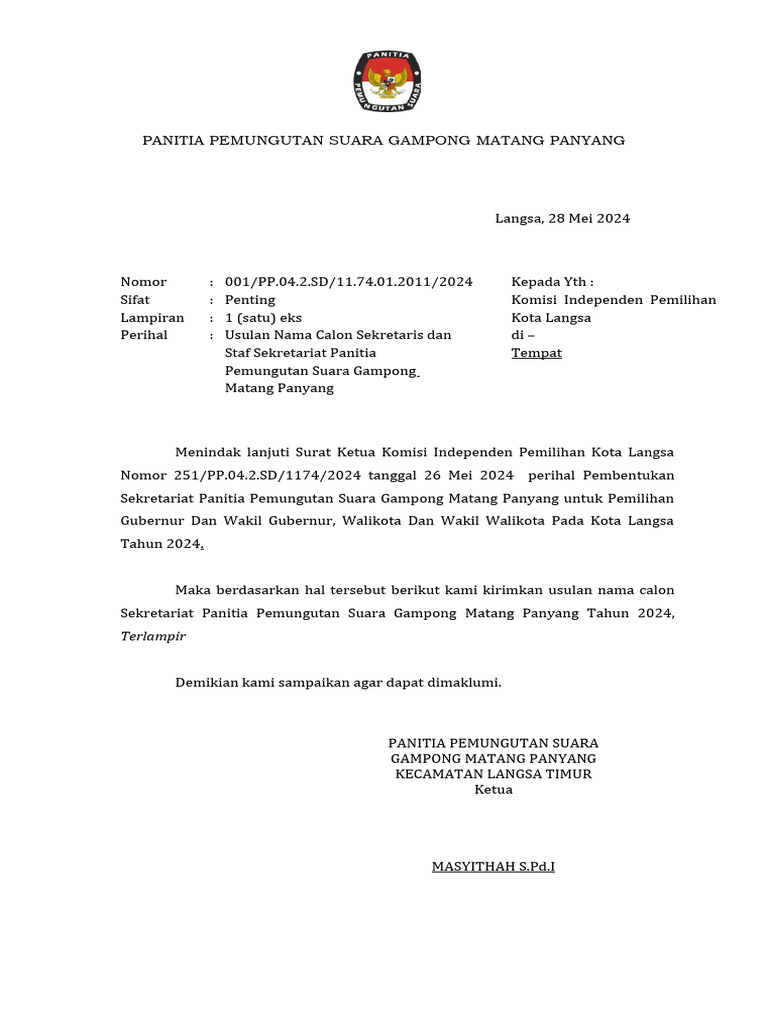 Surat Pengantar Sekretarriat PPS - 3 | PDF