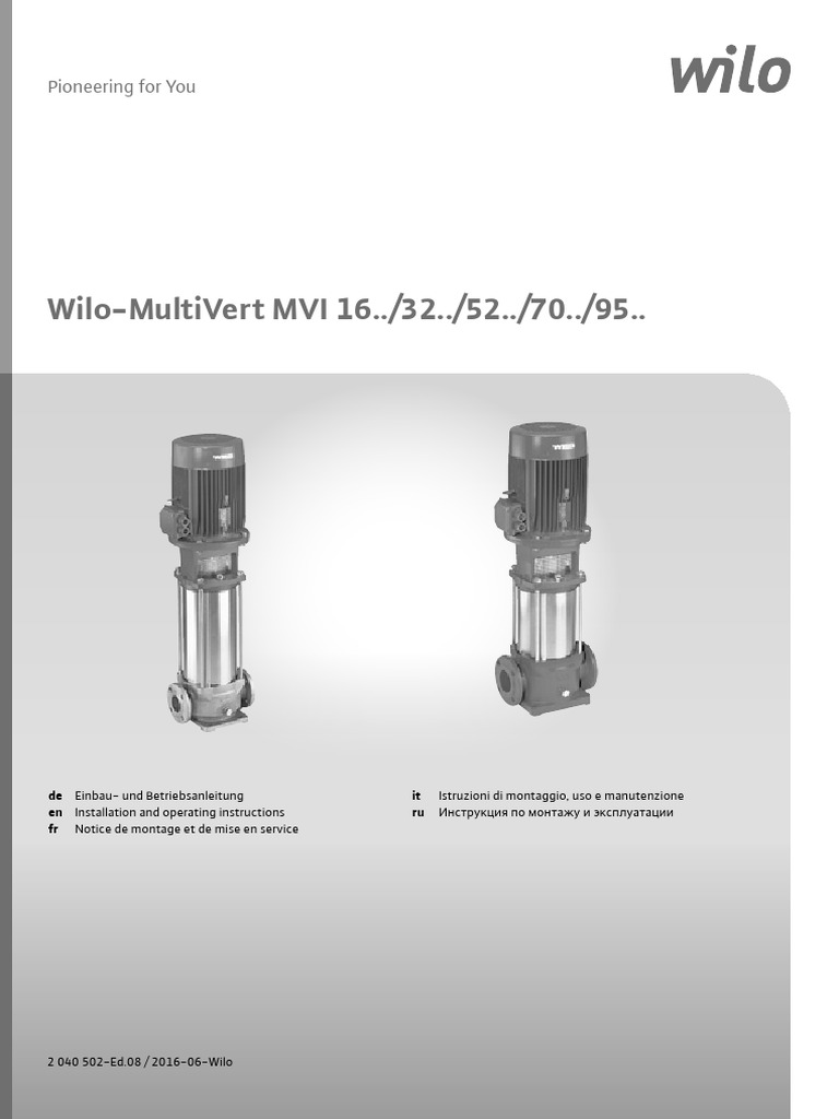 Wilo-MultiVert MVI 16../32../52../70../95.. | PDF | Pump | Water