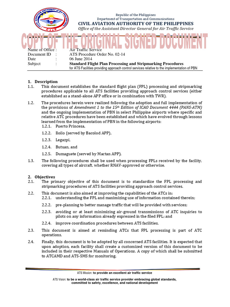 Att1 - ATS Procedure Order 02-14 S | Download Free PDF | Air Traffic ...