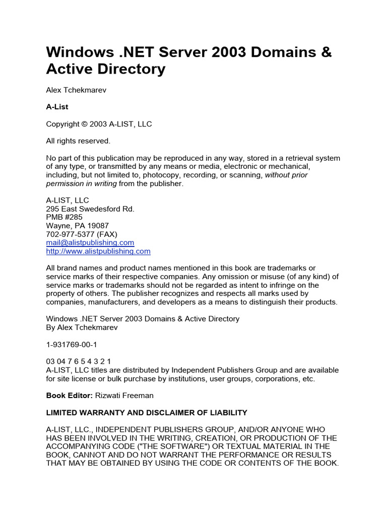 Windows Server 2003 Domains Active Directory | PDF | Active Directory | Class (Computer Programming)