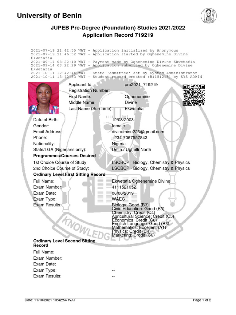 Application Slip | PDF | Educational Stages