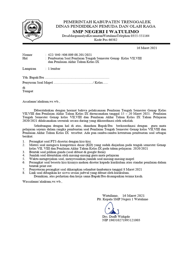 SK Pembuat Soal PTS Genap - 2020-2021 | PDF | Kesehatan Holistik