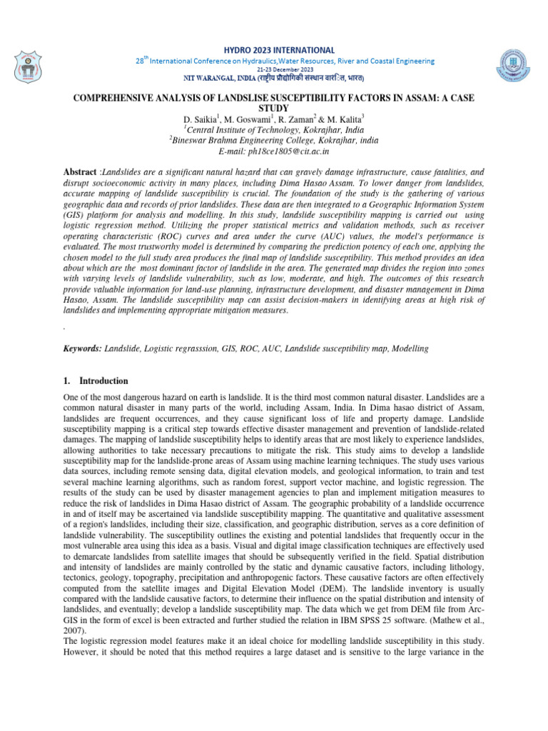 DIma Hasao Corrected Paper | PDF | Landslide | Spatial Analysis