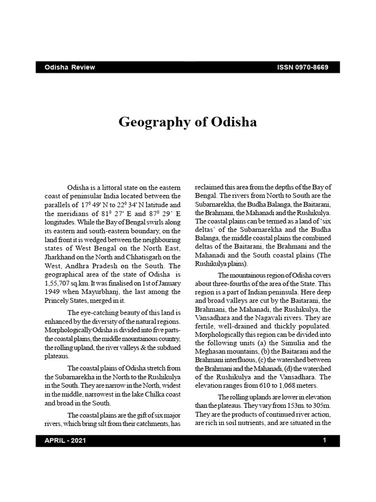 Geography of Odisha | PDF | Earth Sciences | Physical Geography
