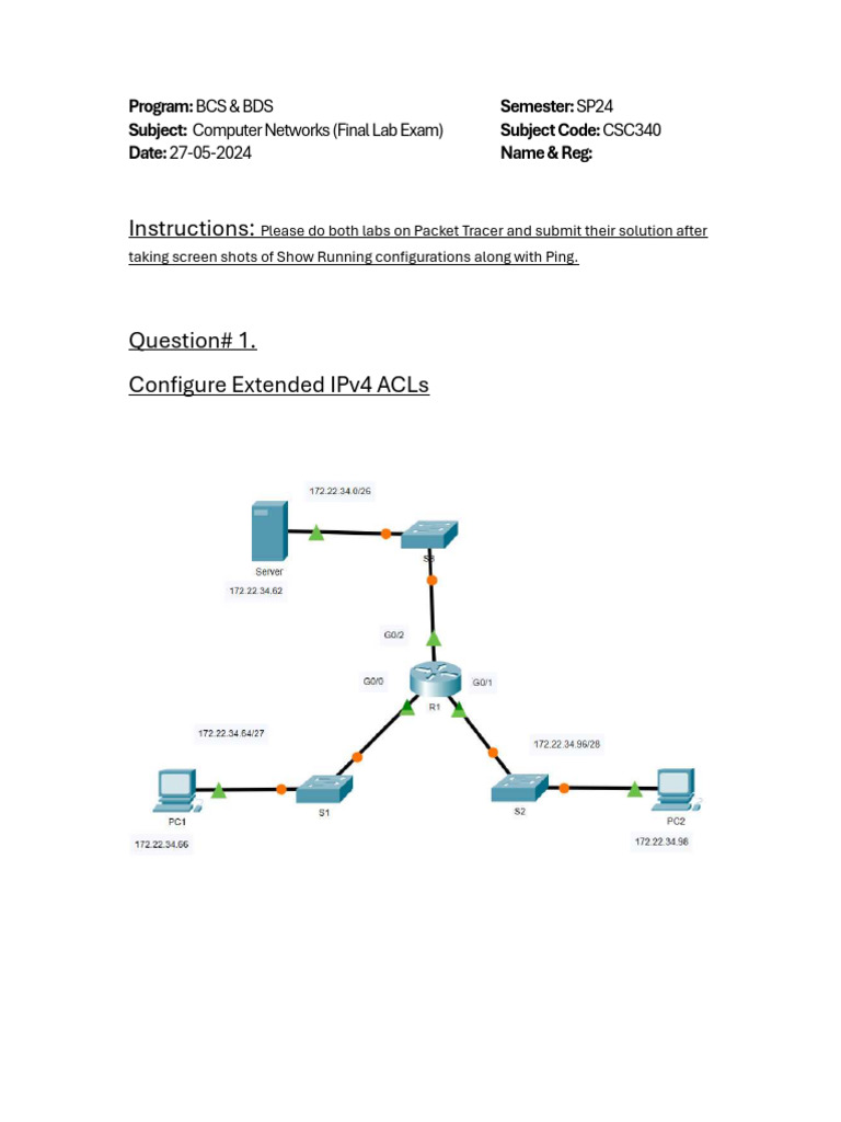 Final Lab Exam Computer Networks SP24 | PDF | Computer Architecture | Computing