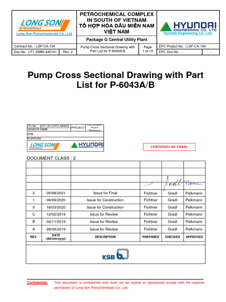UT1-2M90-442141 - 2 - Pump Cross Sectional Drawing With Part List For P ...