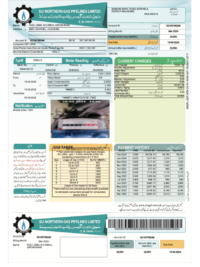 SNGPL - Web Bill | PDF