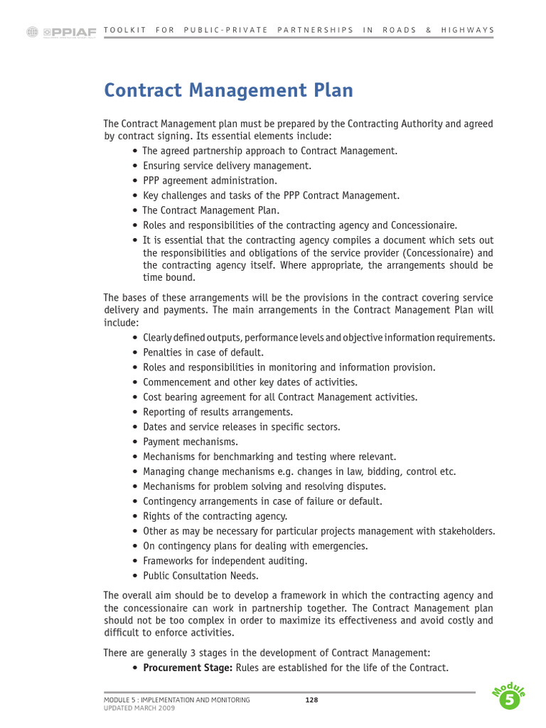 Contract Management Plan | PDF | Public–Private Partnership | Project ...