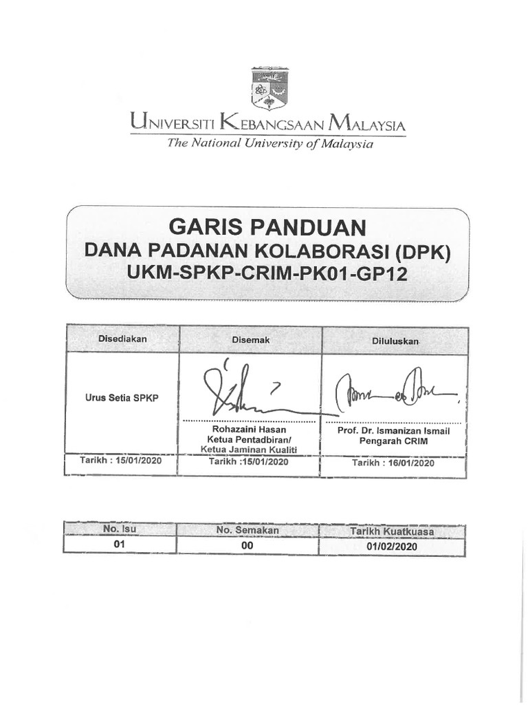 Garis Panduan DPK | PDF