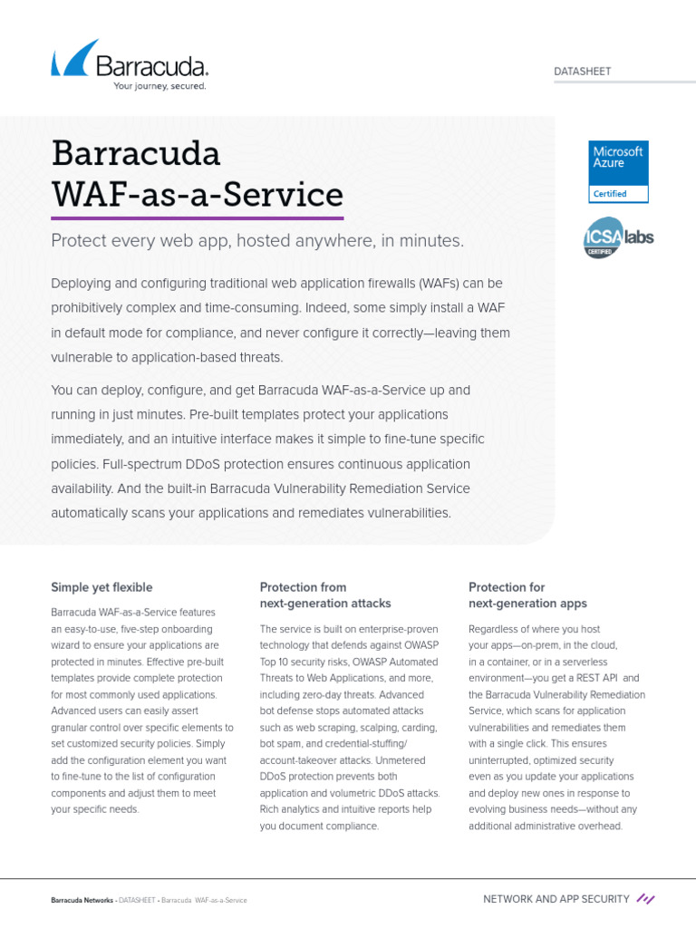 Barracuda Waf As A Service DS US | Download Free PDF | Vulnerability (Computing) | Denial Of ...