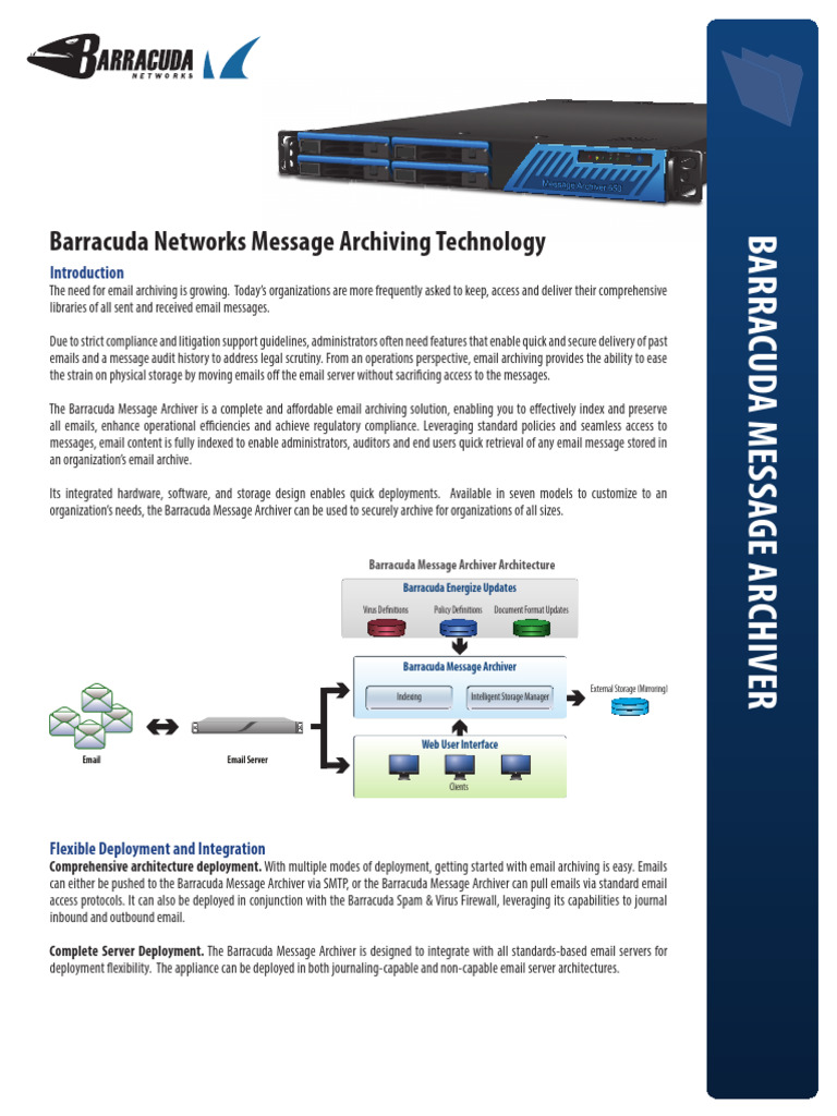 Barracuda Message Archiver TDS US | PDF | Microsoft Outlook | World Wide Web