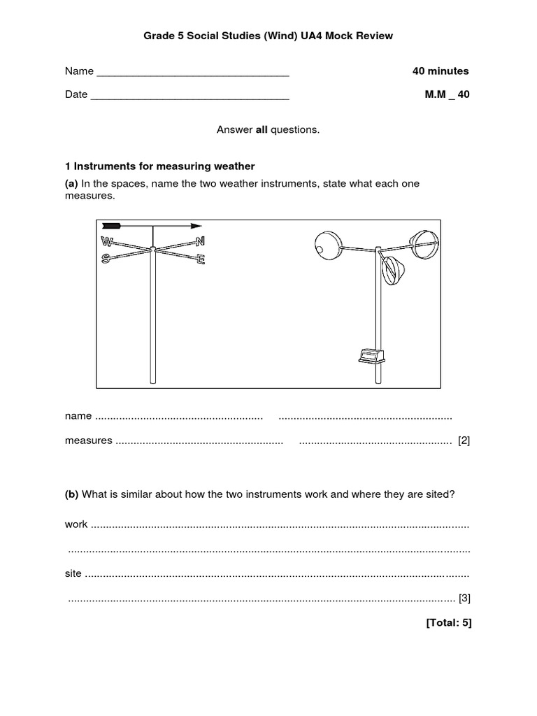 Grade 5 Social Studies (Wind) UA4 Mock Review QP. | Download Free PDF ... Grade 5 Social Studies (Wind) UA4 Mock Review QP. | Download Free PDF ...