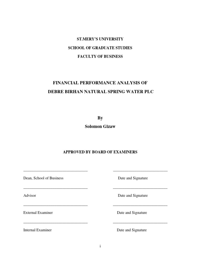 Financial Performance Analysis of DBNSW | PDF | Working Capital ...