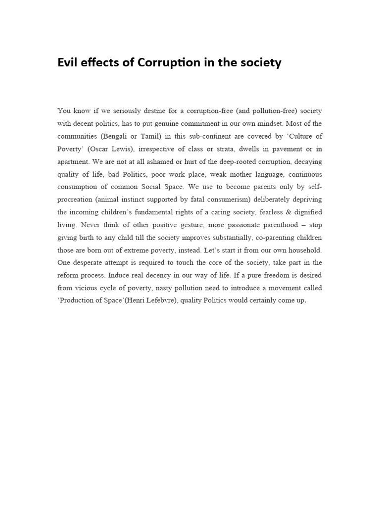 Effects of Corruption on Society | PDF