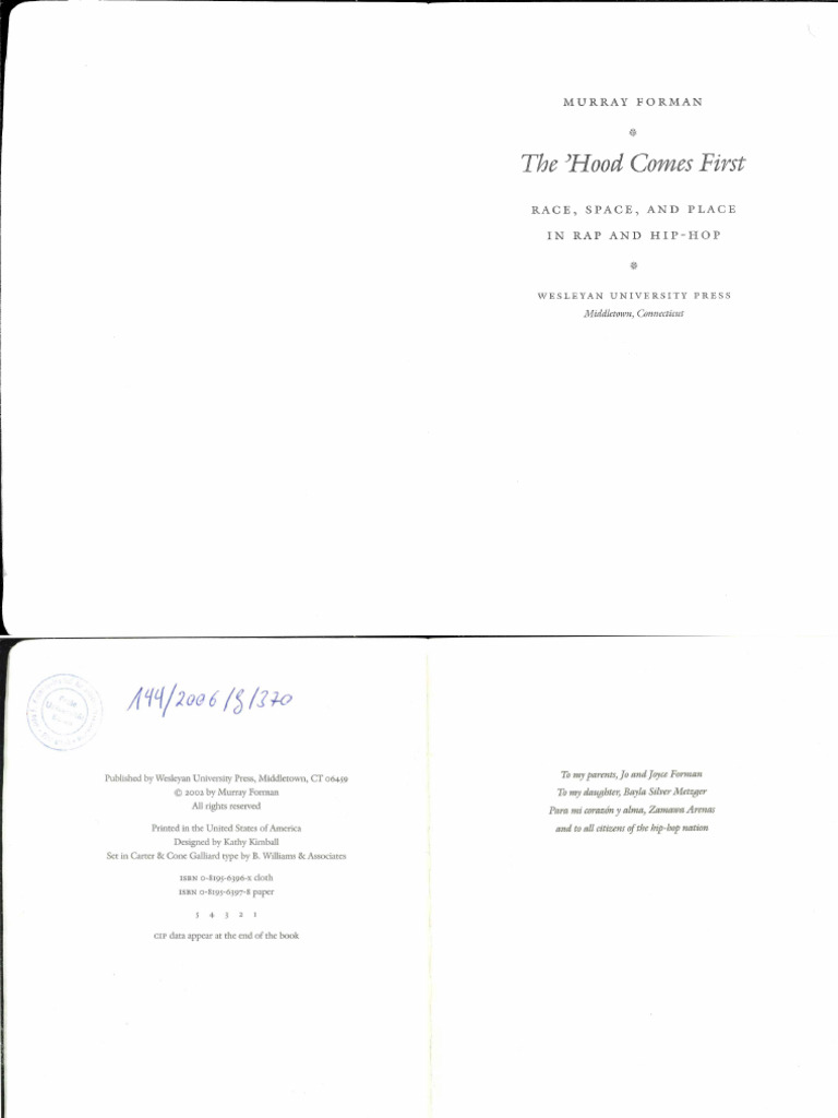 Forman, The Hood Comes First, Chapter 1 | PDF | Space | Hip Hop Music