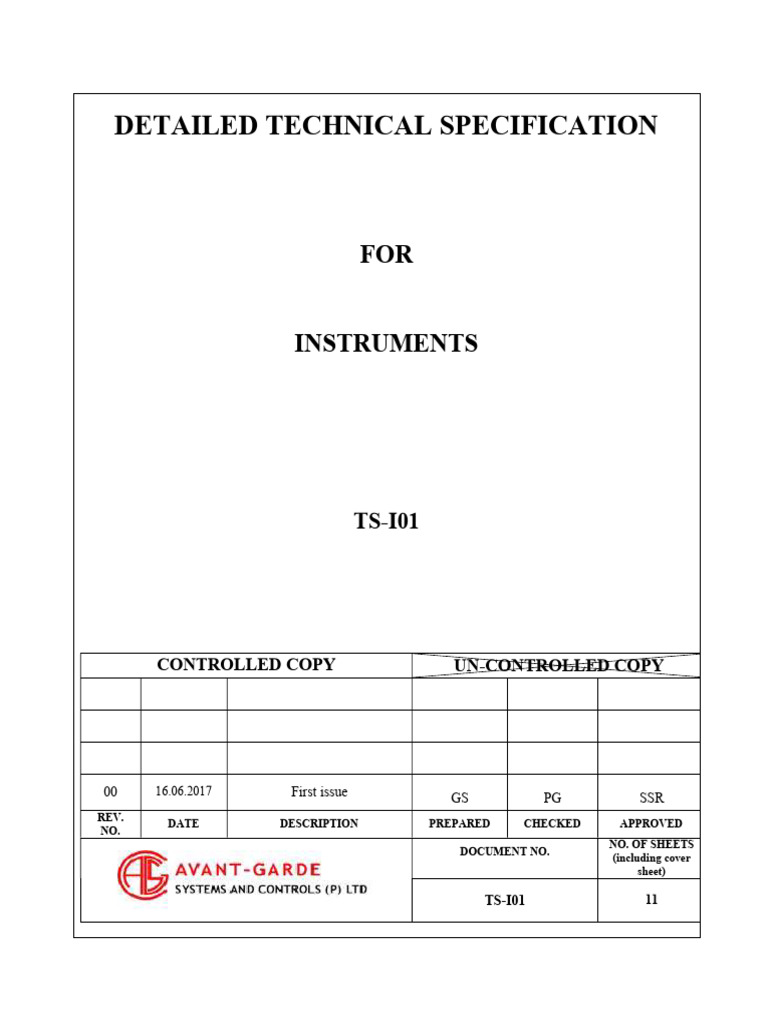 Instru Specs | PDF | Pressure Measurement | Flow Measurement