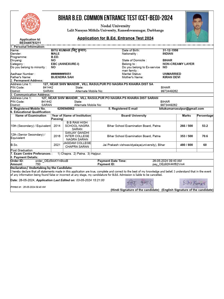 Lalit Narayan Mithila University | PDF | Educational Stages ...
