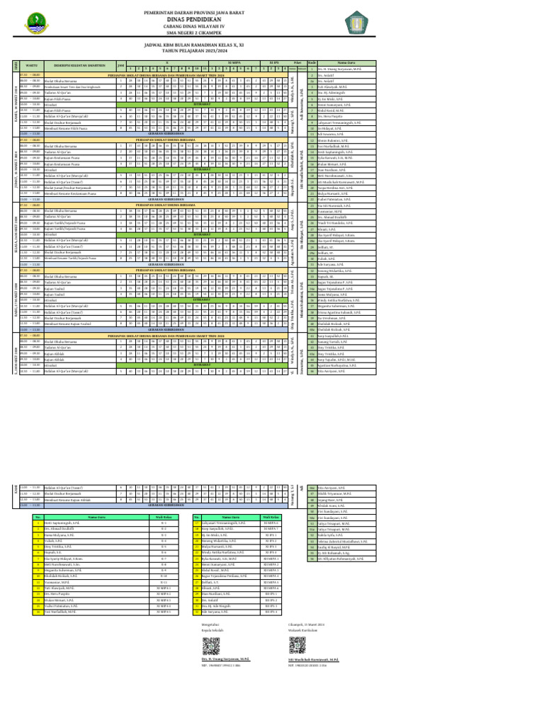 Jadwal KBM Ramadhan X-Xi | PDF