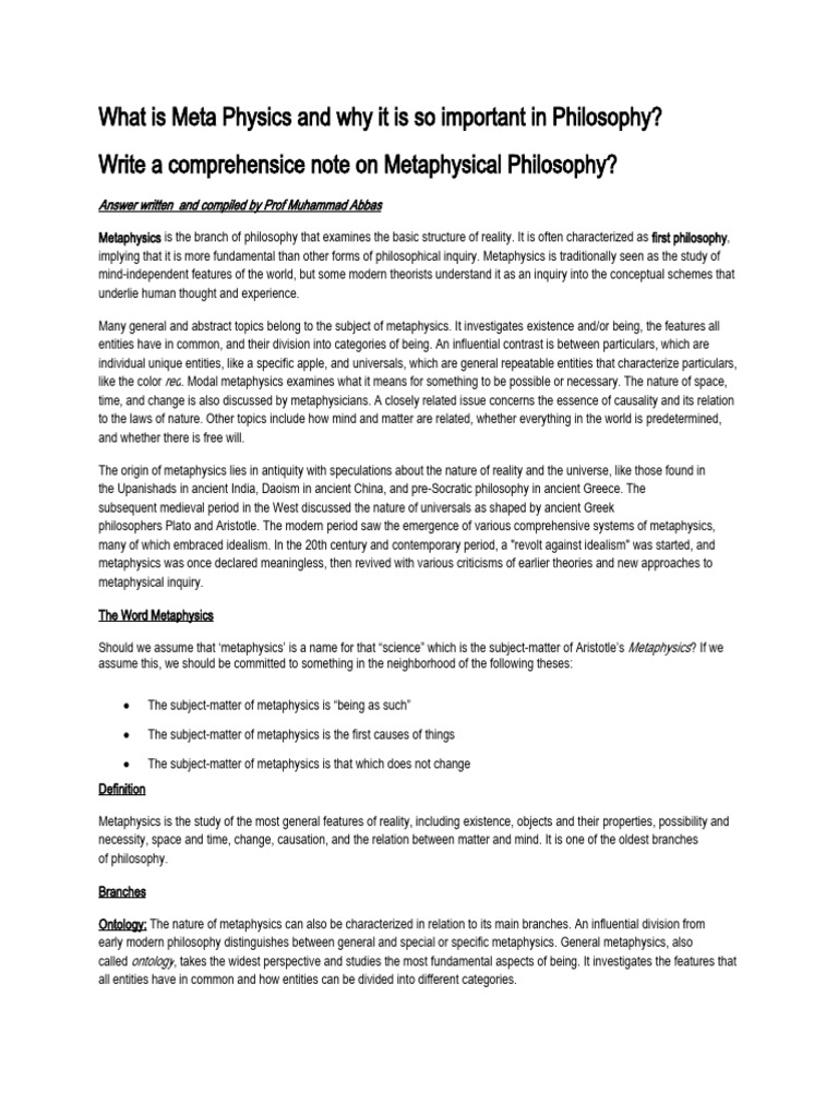 meta physics | Download Free PDF | Metaphysics | Existence