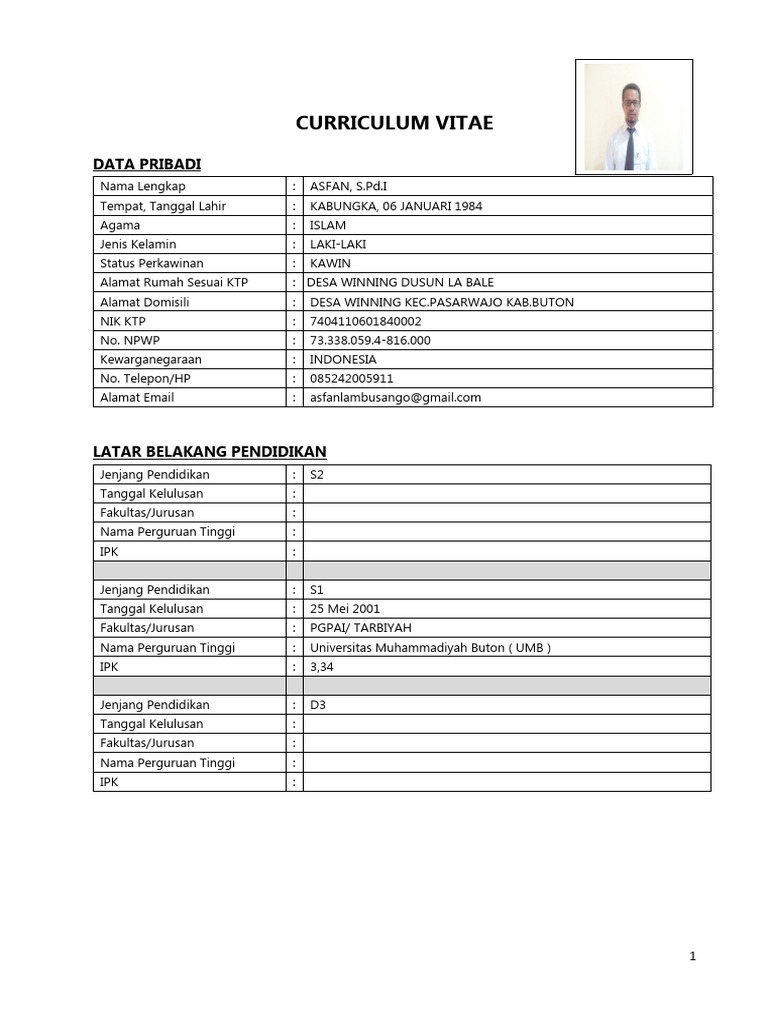 Format CV 2018 | PDF