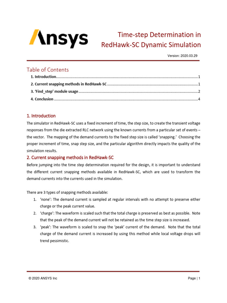 AppNote Time-Step Determination in RedHawk-SC | PDF | Spice | Algorithms