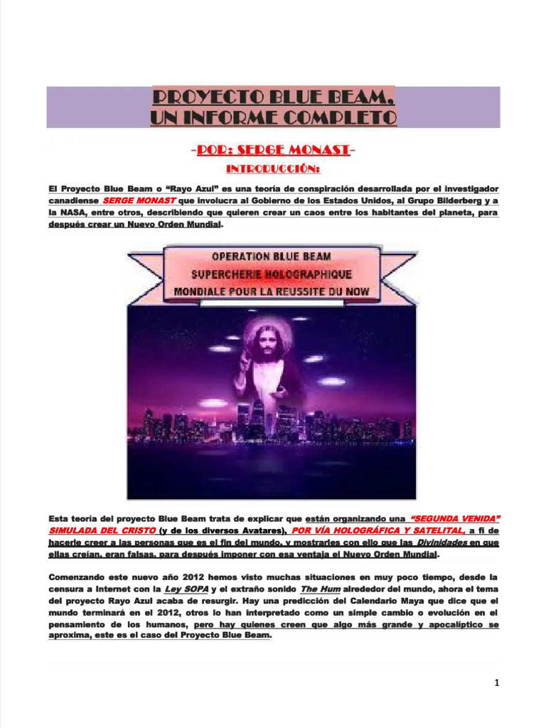 El Proyecto Blue Beam Un Informe Completo | PDF | Pensamiento ...