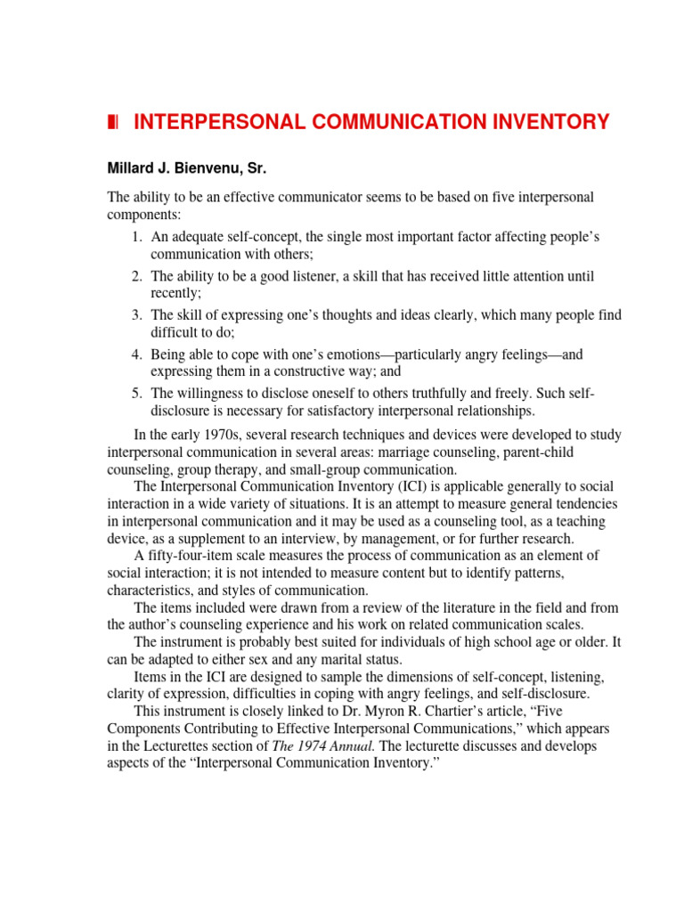 ANA Interpersonal-Communication-Inventory | PDF | Interpersonal ...