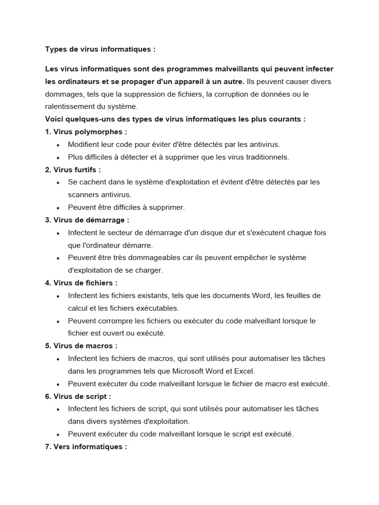 Types de virus informatiques courants | PDF | Logiciel malveillant ...