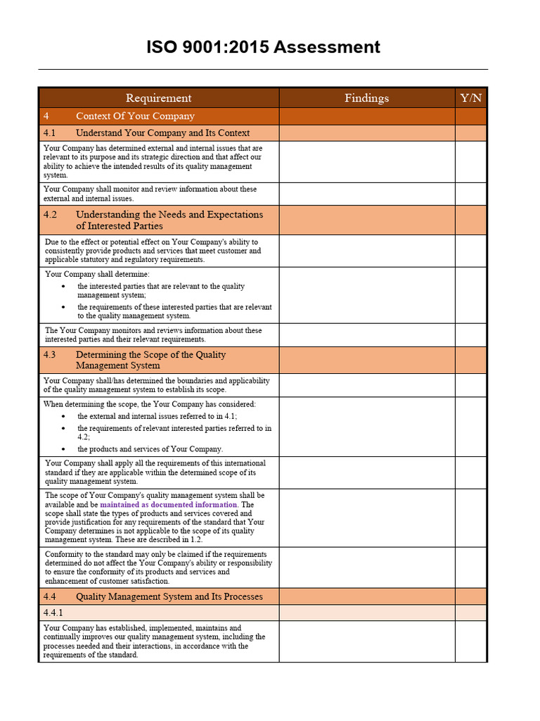 Iso 9001 2015 Checklist | PDF | Quality Management | Verification And Validation