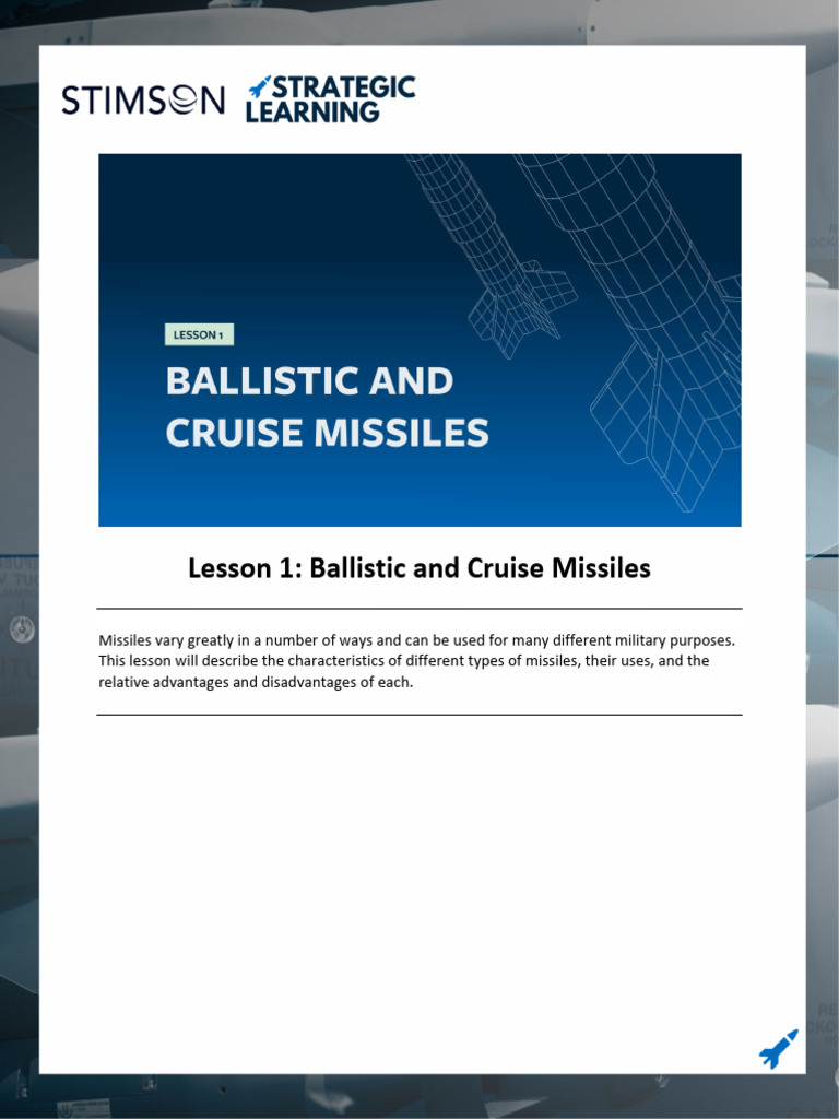 Lesson 1 - Ballistic and Cruise Missiles | Download Free PDF | Missile | Ballistic Missile