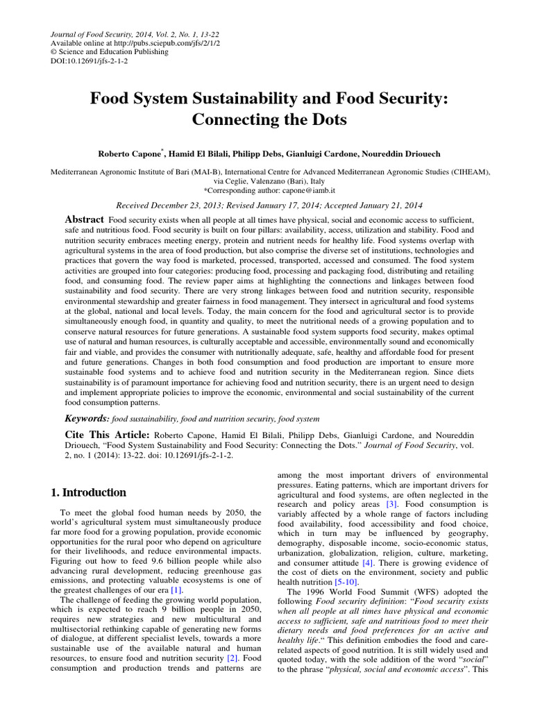 Food System Sustainability and Food Secu | PDF | Food Security ...