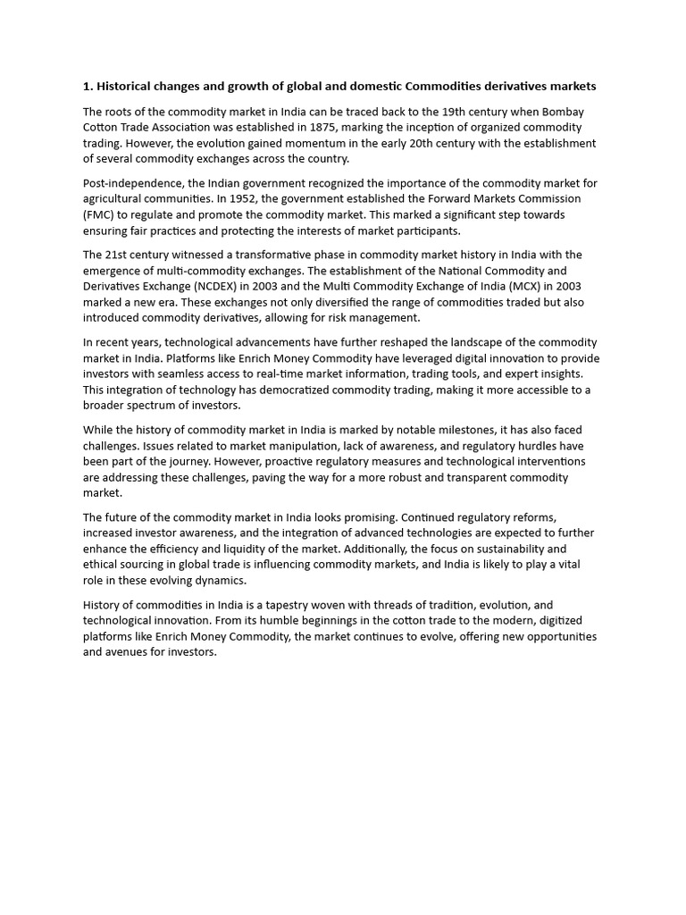 Commodities Market Notes | PDF | Derivative (Finance) | Commodity Markets