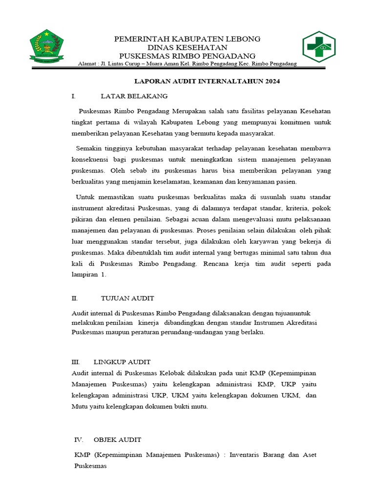 Laporan Audit Internal 2024 Pdf