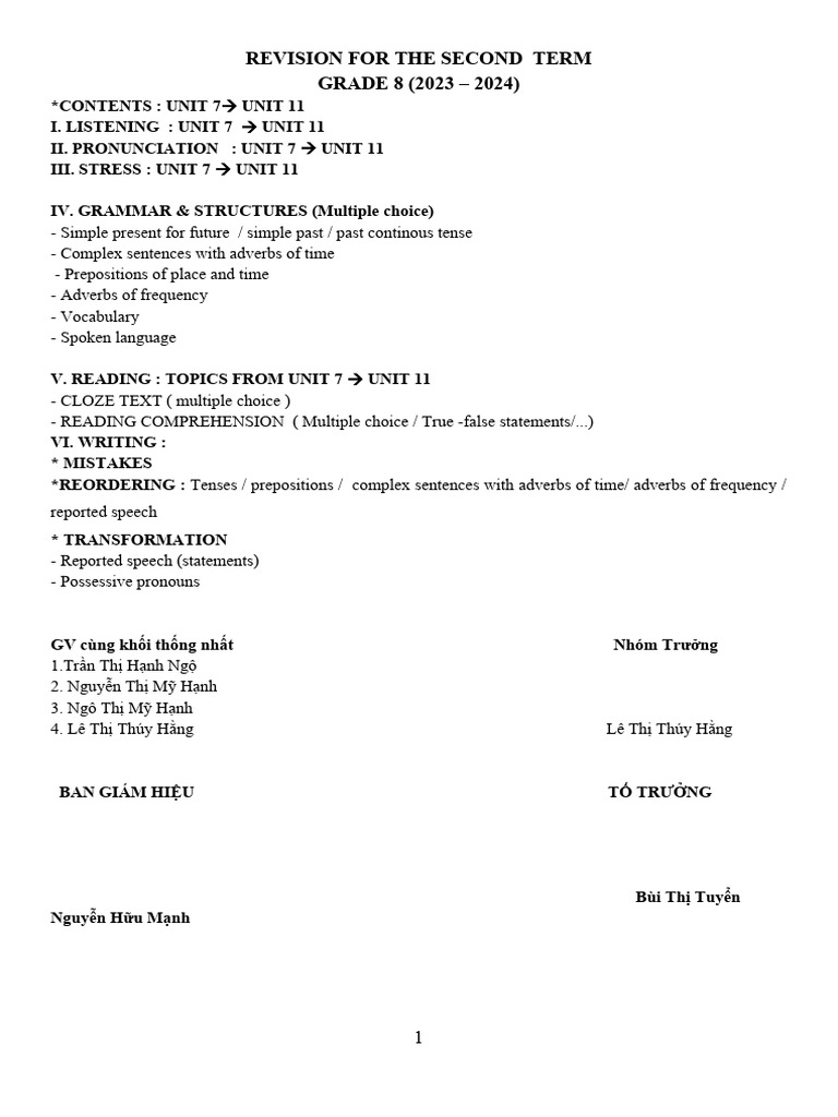 ĐỀ CƯƠNG CK2 -K8 | PDF | Linguistics | Grammar