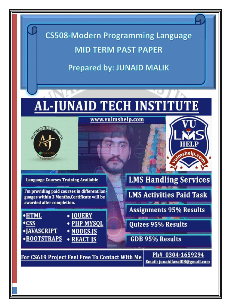 Cs508 Midterm Solved Mcqs by Junaid | PDF | Control Flow | Programming