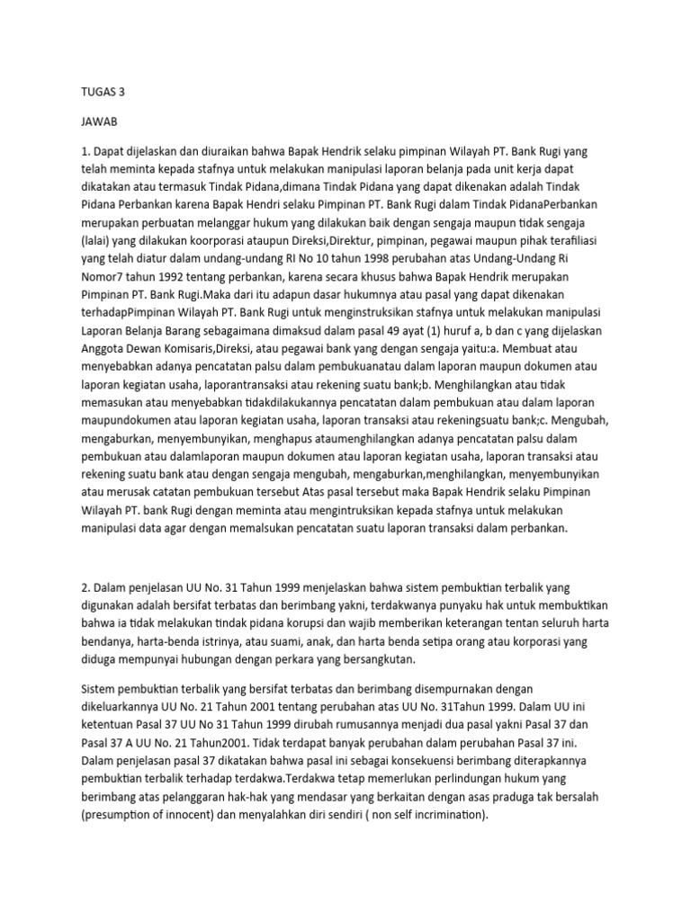 TUGAS 3 Tindak Pidana Ekonomi Rizki | PDF | Hukum | Ilmu Sosial
