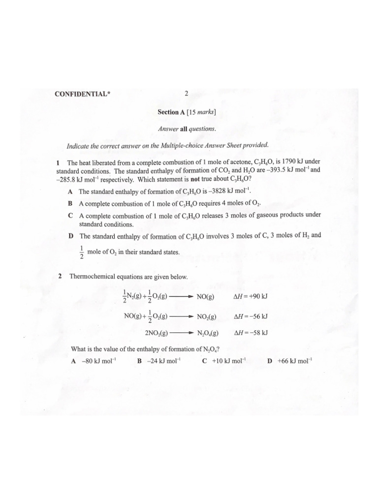 STPM Chem Real Paper | PDF