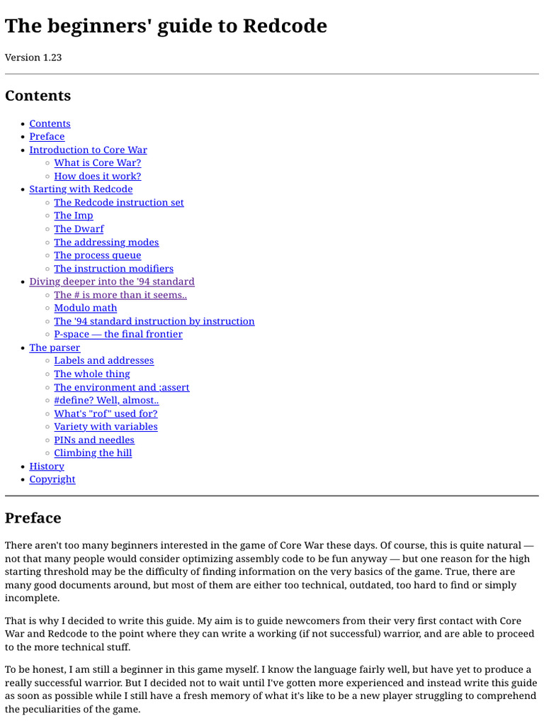 redcode | Download Free PDF | Computing | Computer Programming