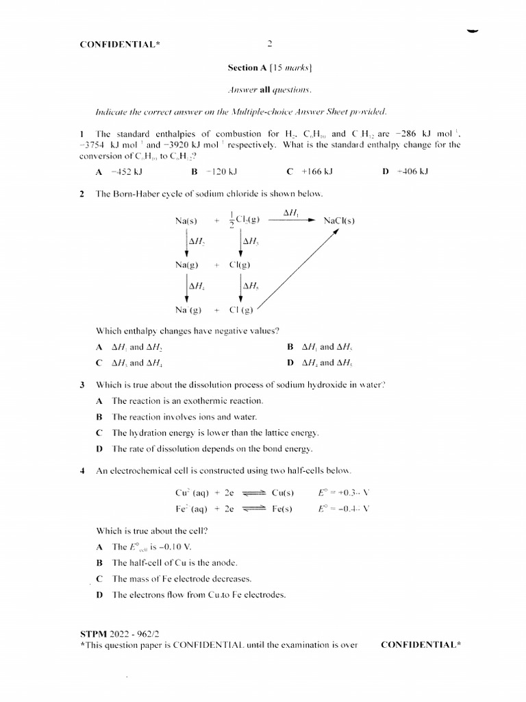 STPM Chem Real Paper | PDF | Atoms | Applied And Interdisciplinary Physics