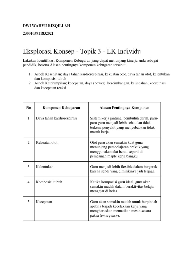 Eksplorasi Konsep - Topik 3 - LK Individu | PDF
