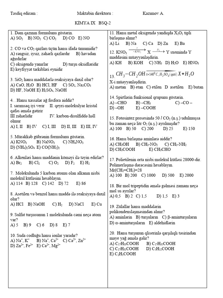 Ki̇mya Ix BSQ - 2 | PDF