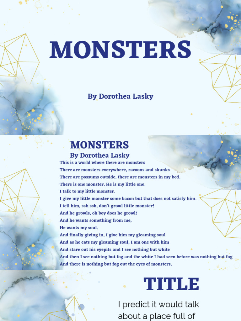 Monsters Poem Analyse | PDF