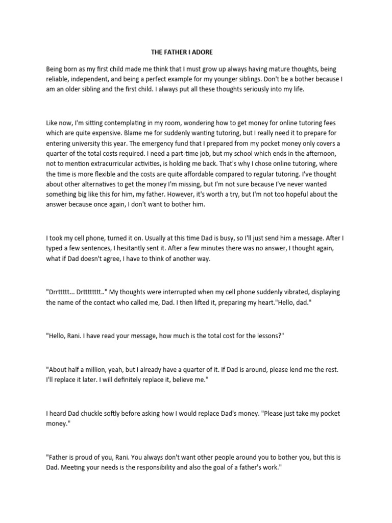 THE FATHER I ADORE - Cerpen | PDF | Language Arts & Discipline | Self ...