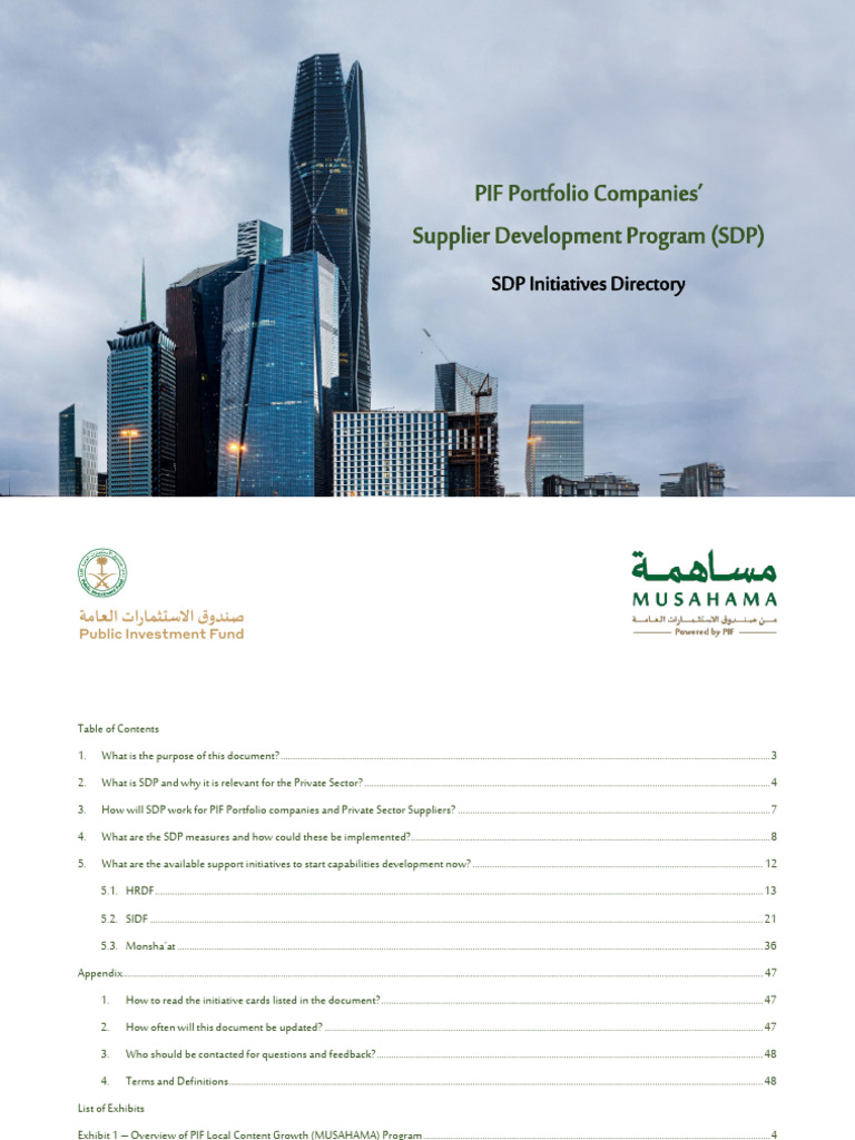 PIF Supplier Development Program Overview | PDF | Supply Chain | Procurement