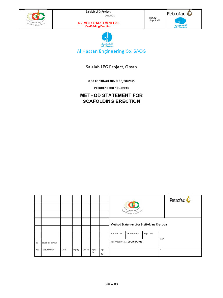 METHOD STATEMENT FOR Scaffolding Erection | PDF | Paint | Pipe (Fluid ... METHOD STATEMENT FOR Scaffolding Erection | PDF | Paint | Pipe (Fluid ...