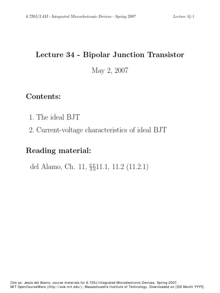 Bipolar Junction Transistor | PDF | Bipolar Junction Transistor ...